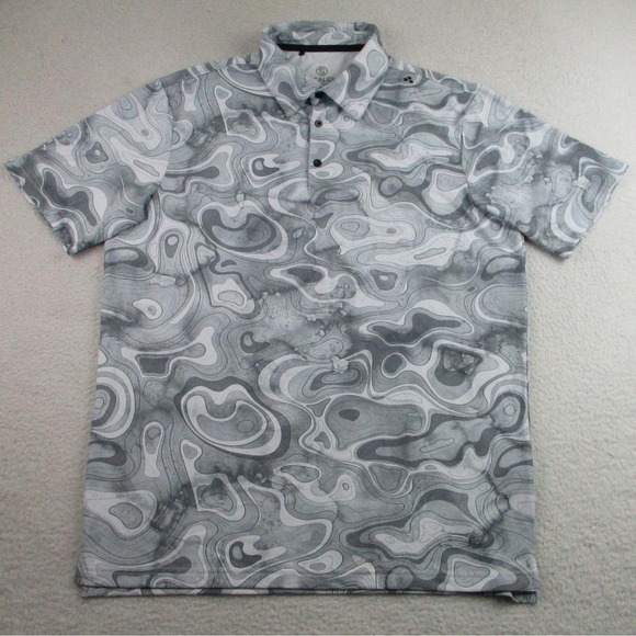 Scales | Shirts | Scales Polo Shirt Mens Medium Gray White Topo Map ...
